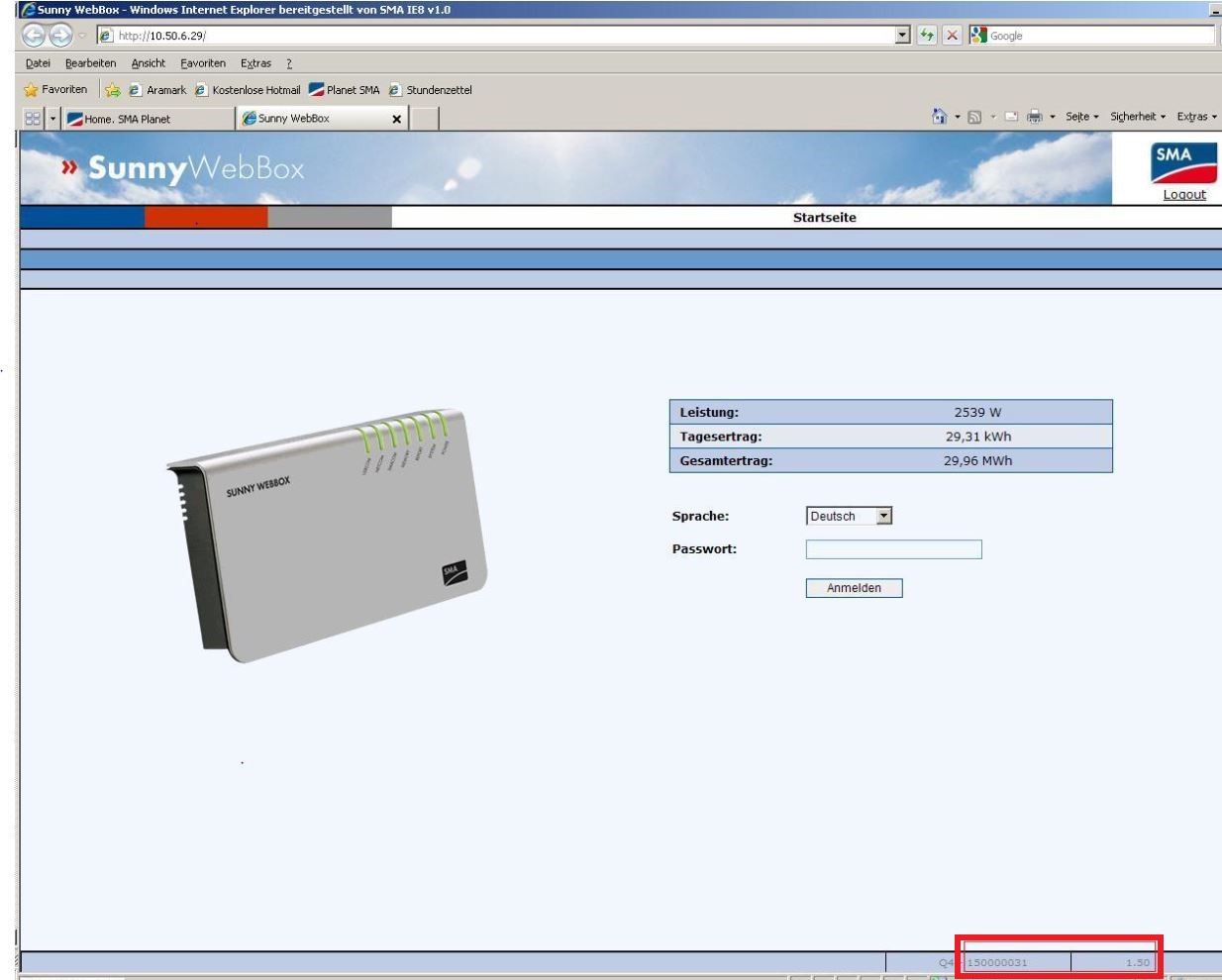 Determining the Serial Number of the Sunny WebBox-10